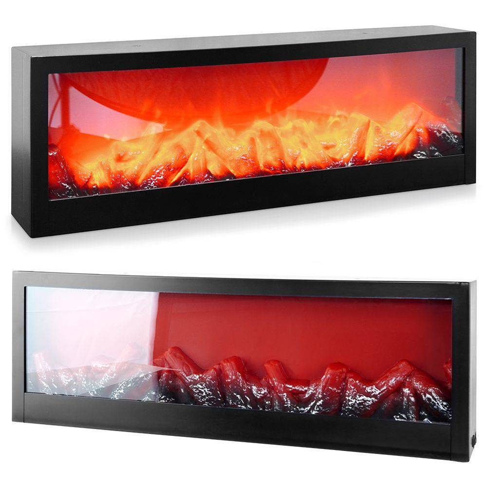 Kominek elektryczny LED z timerem stojący wiszący czarny 60x20 cm ...